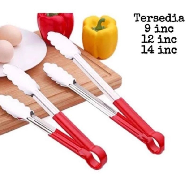 Jual Jepitan Gorengan Stainless Gagang Merah 9inch | Shopee Indonesia