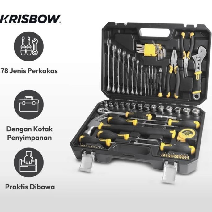 Jual Krisbow Tool Kit Box Set 78 Pcs Kotak Perkakas Mekanik Hand ...