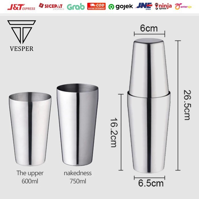 Jual A76 BOSTON SHAKER STAINLESS SET 600ML DAN 750ML / GELAS PENGOCOK ...