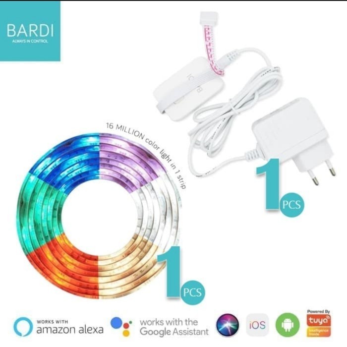 Jual BARDI Smart LED Strip 2m + Adaptor Wifi for app,google home,alexa ...