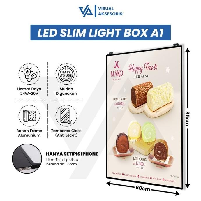 Jual Slim Light Box Led Frame Advertising Portable - Led Menu Poster A1 | Shopee Indonesia