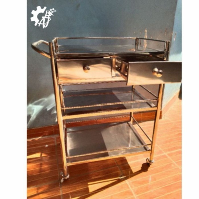 Jual MEJA 3 INSTRUMEN Original'3 2 Rak Laci Stainless Troli Instrumen ...