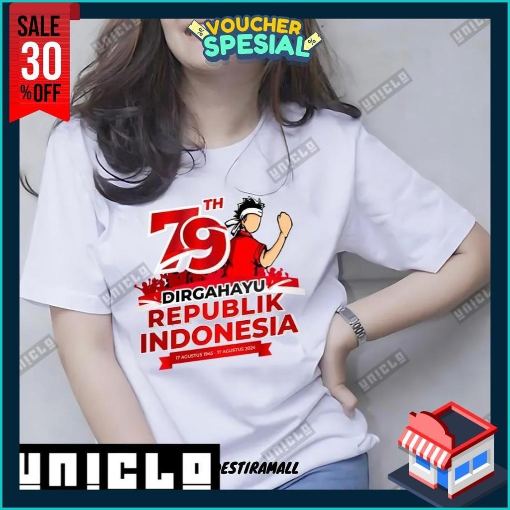 Jual (Agts) Kaos 17 Agustus Hut 79Th 2024 Pria/Wanita Cotton Combed 24S ...