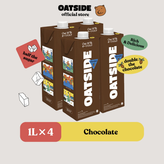 Jual OATSIDE Oat Milk Chocolate 1L x 4 pcs | Shopee Indonesia