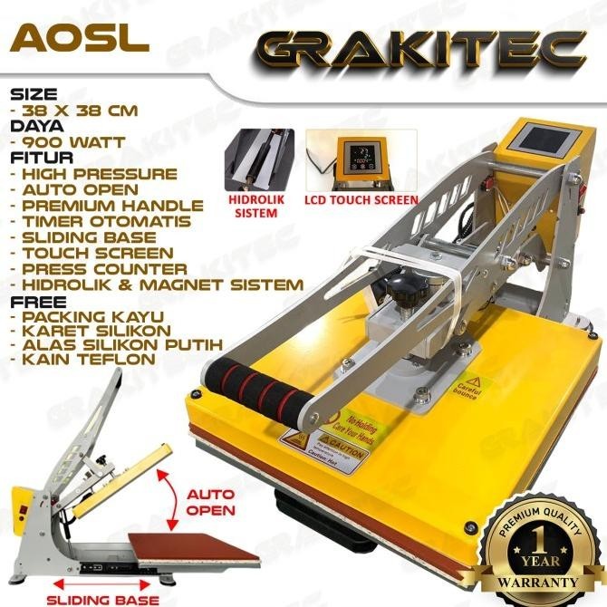 Jual Mesin Press Sablon Kaos Otomatis Auto Open Sliding Digital 38X38 ...