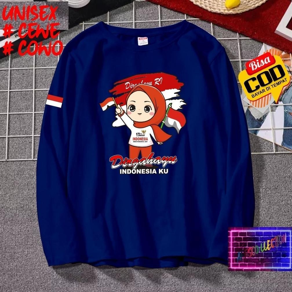 Jual SDF Akd Lengan Panjang Hut Jilbab Bdr RI 79 Kaos Terlaris 17 Agustus 1945 79 Kemerdekaan ...