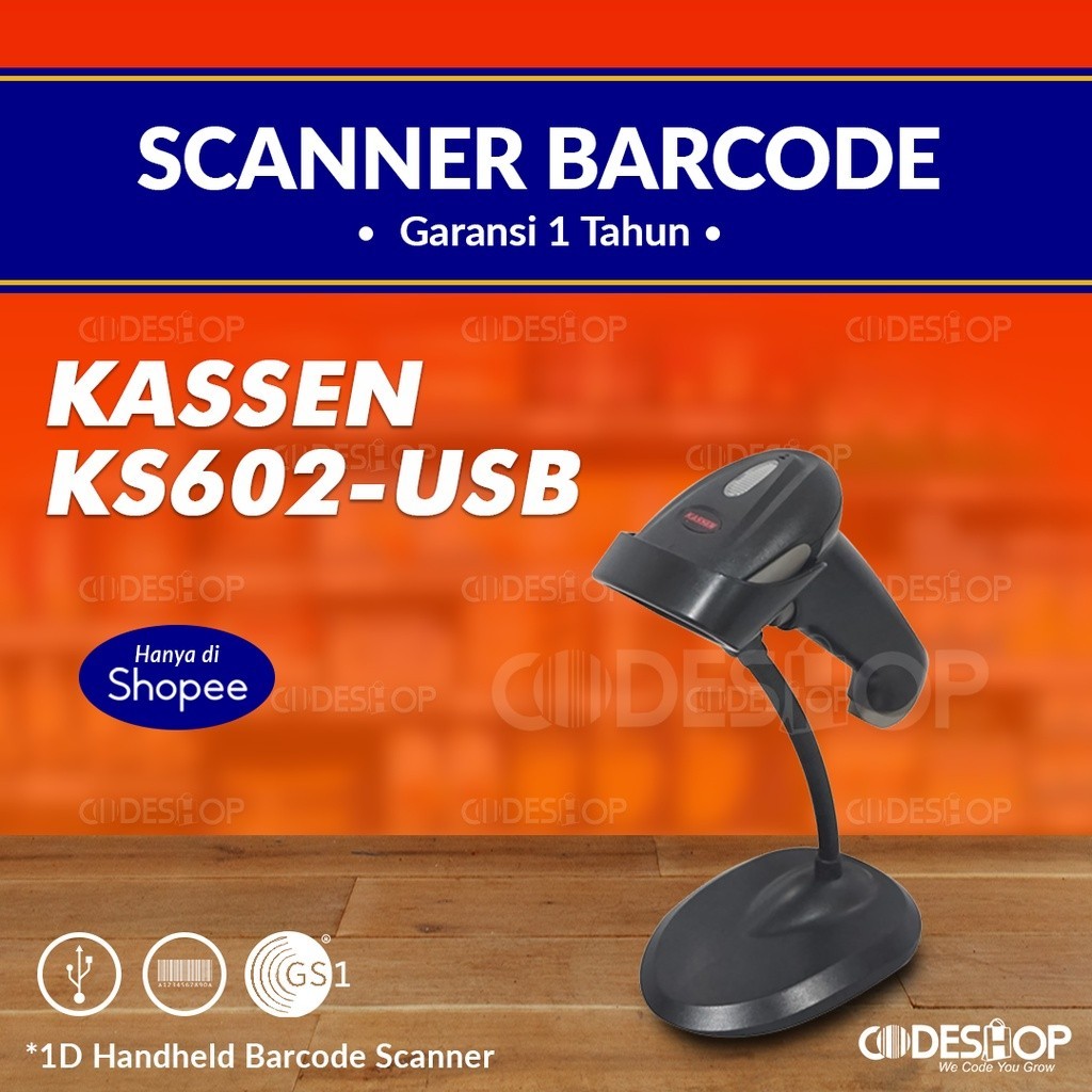Jual Scanner Barcode 1D & 2D Kassen KS-602 USB + STAND KS602 | Shopee ...