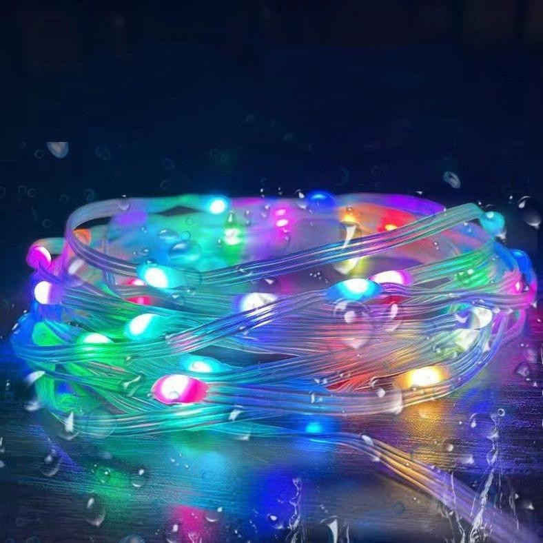 Jual d-54 Lampu led string running rgb 10 meter 5v sensor suara remote ...