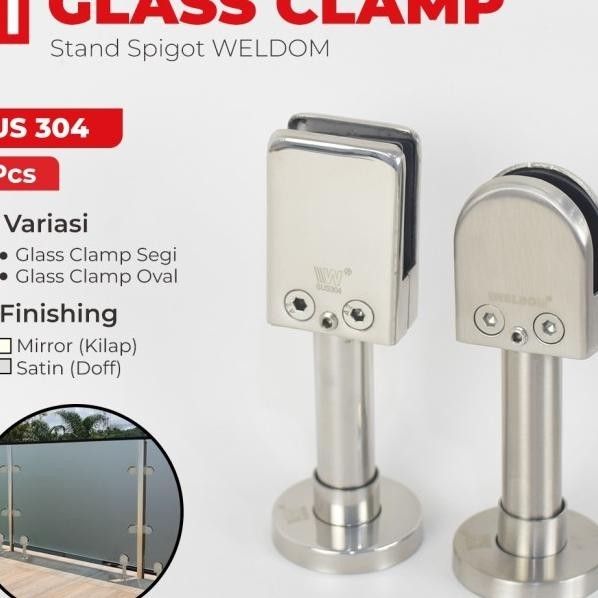 Jual Kaki Railing Balkon Kaca Glass Clamp Spigot Stand Set Sus 304 ...
