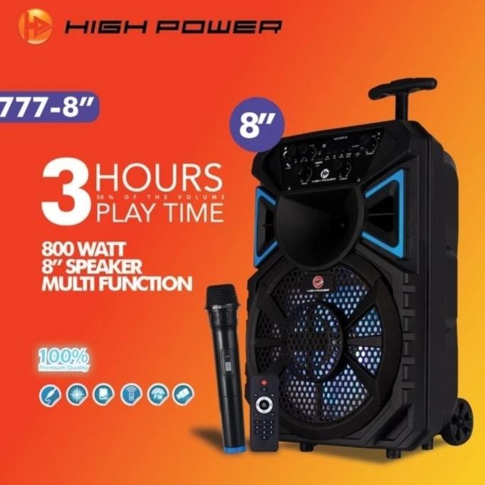 Jual SPEAKER PORTABLE WIRELESS 8 INCH HIGH POWER BLUETOOTH 2807T ...