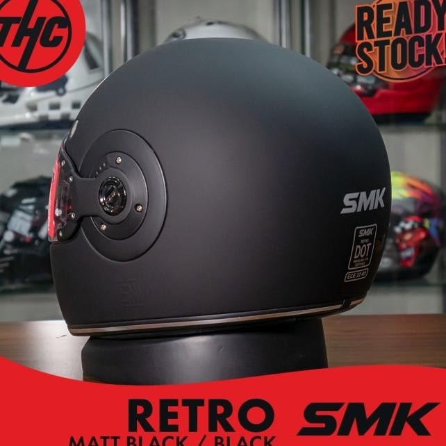 Jual Helm Smk Retro Matte Matt Black Vintage Full Face Helmet Classic ...