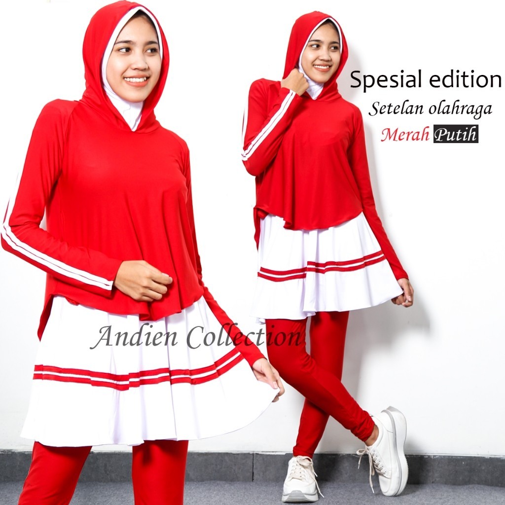 Jual Baju Bawahan Setcell Merah Putih 2In1 Remaja Trening Mrdeka ...