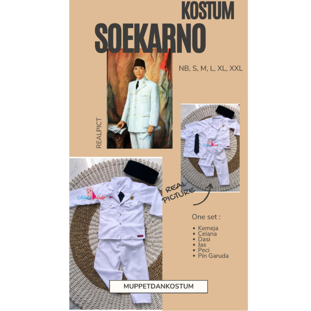 Jual Kostum Soekarno/Kostum Soekarno Anak/Kostum Pahlawan Bayi/Kostum ...