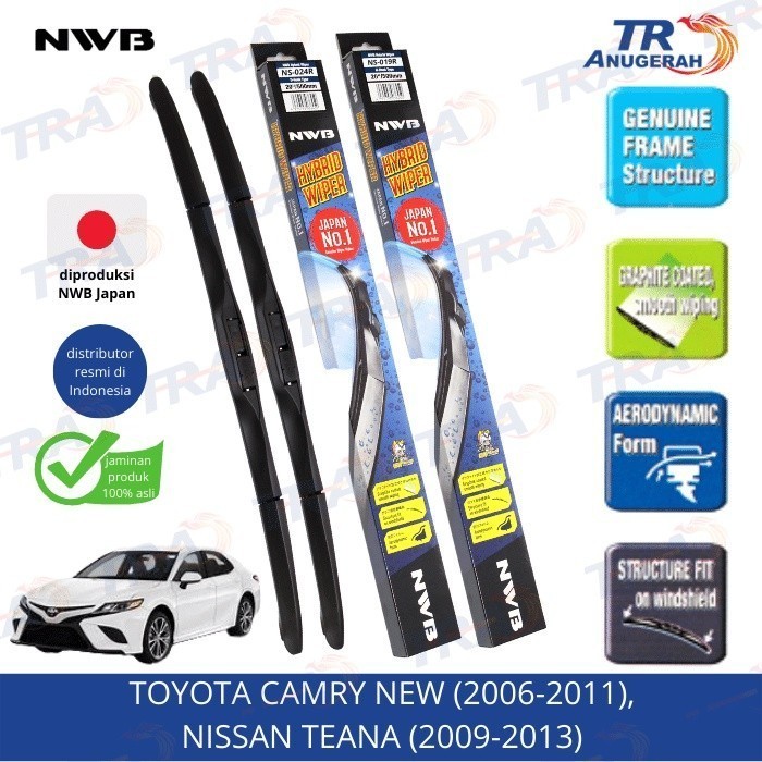 Jual Wiper Blade Depan HYBRID NWB Toyota Camry New, Nissan Teana 24 & 19 inch | Shopee Indonesia