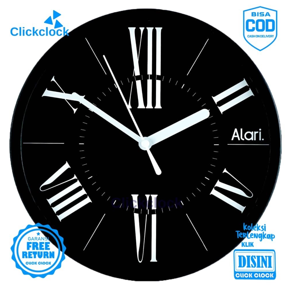 Jual Jam Dinding Analog Minimalis Hitam Putih AL1226-1668 Besar Hiasan ...