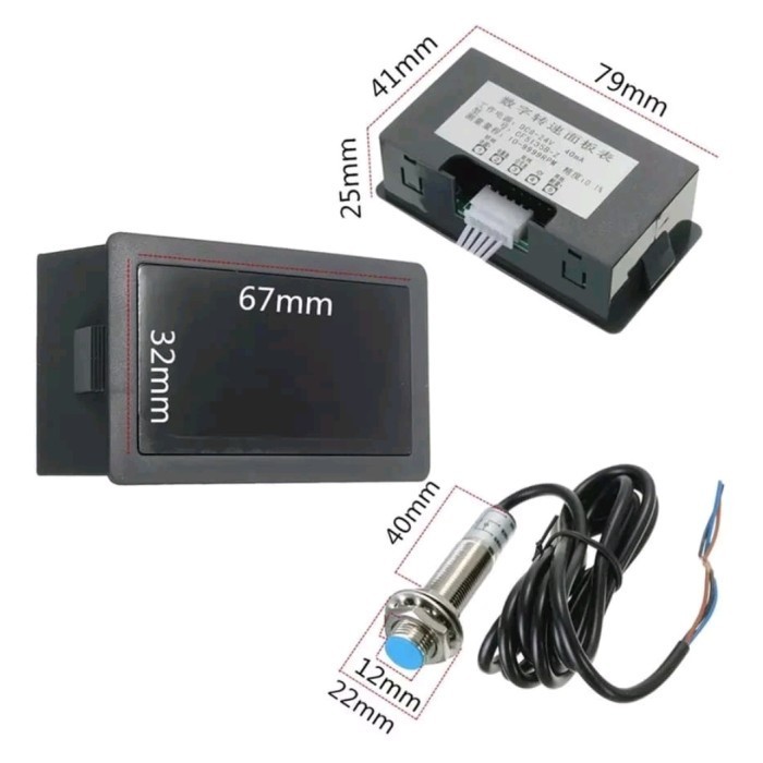 Jual Tachometer Hall Magnet Proximity Switch Sensor Speed Rpm Meter Led ...
