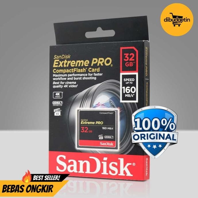 Jual SANDISK EXTREME PRO 32GB 160MB/S COMPACT FLASH CARD VPG-65 2807T | Shopee Indonesia
