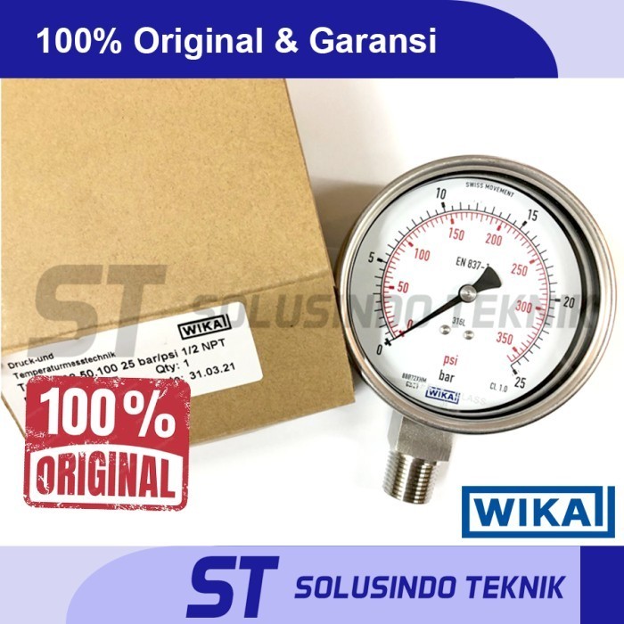Jual Produk Wika 4 inch Pressure Gauge 232.50.100 raket Range 25 bar/psi | Shopee Indonesia