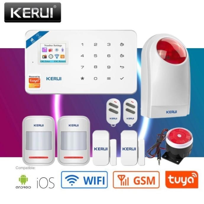 Jual Alarm Rumah KERUI W18 TUYA WIFI Sistem Strobe Wireless Sirine ...