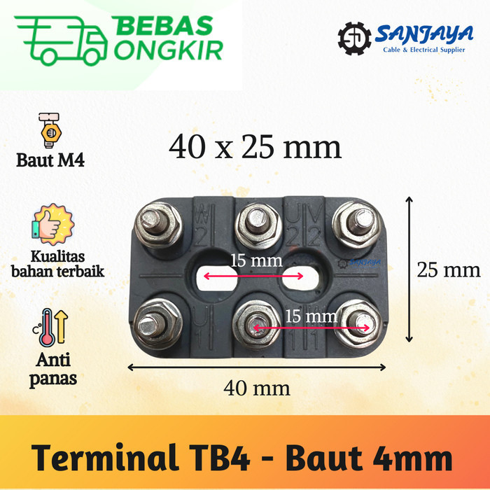 Jual Terminal Koneksi Dinamo TB 4MM - TERMINAL ELEKTRO MOTOR 40x25MM ...