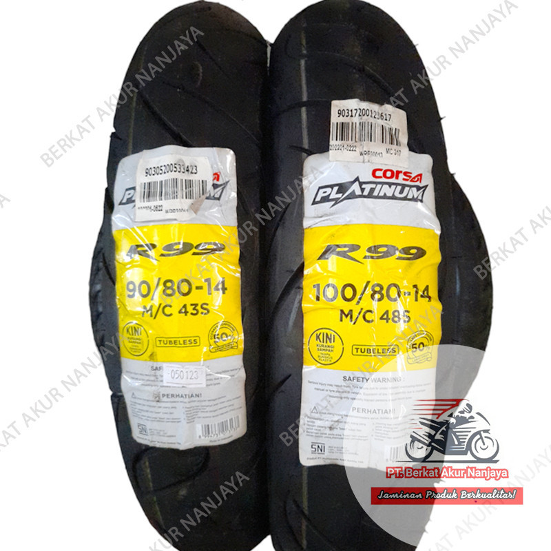 Jual Corsa Platinum R99 90/80 & 100/80-14 Sepasang Ban Matic Tubeless ...