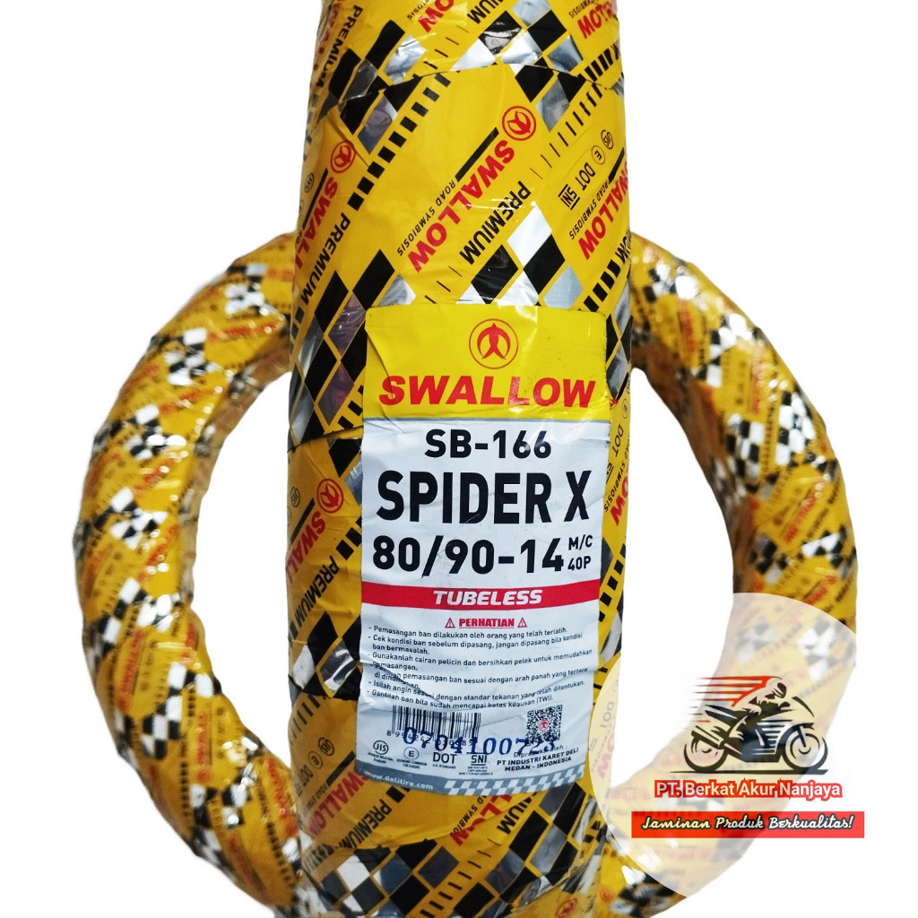 Jual Ban tubeless swallow sb-166 spider x 80/90-14 free pentil | Shopee Indonesia