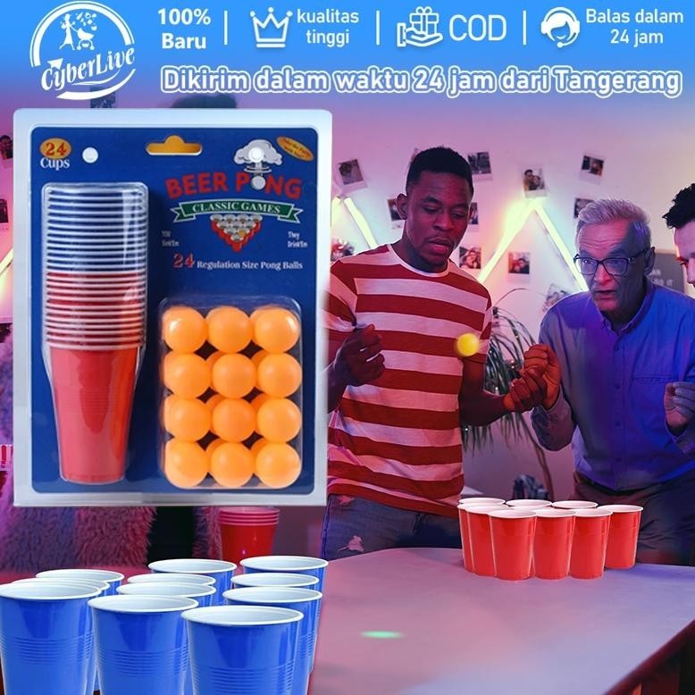 Jual Beer Pong Game Red Blue Cups And Ping Pong Balls Untuk Party ...
