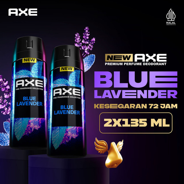 Jual AXE PREMIUM PERFUME DEODORANT BLUE LAVENDER 135ML x2 | Shopee ...
