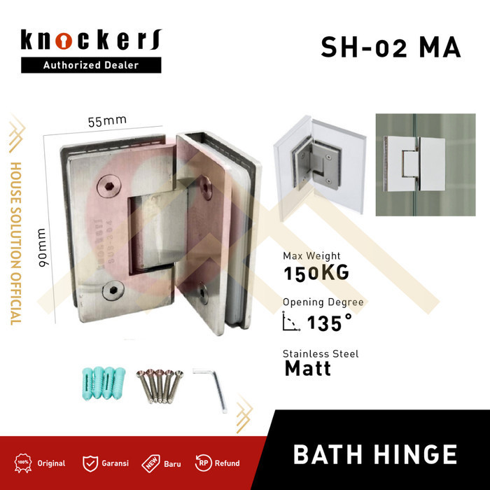 Jual KNOCKERS ENGSEL PINTU KACA KAMAR MANDI BATH HINGE 135 DERAJAT ...