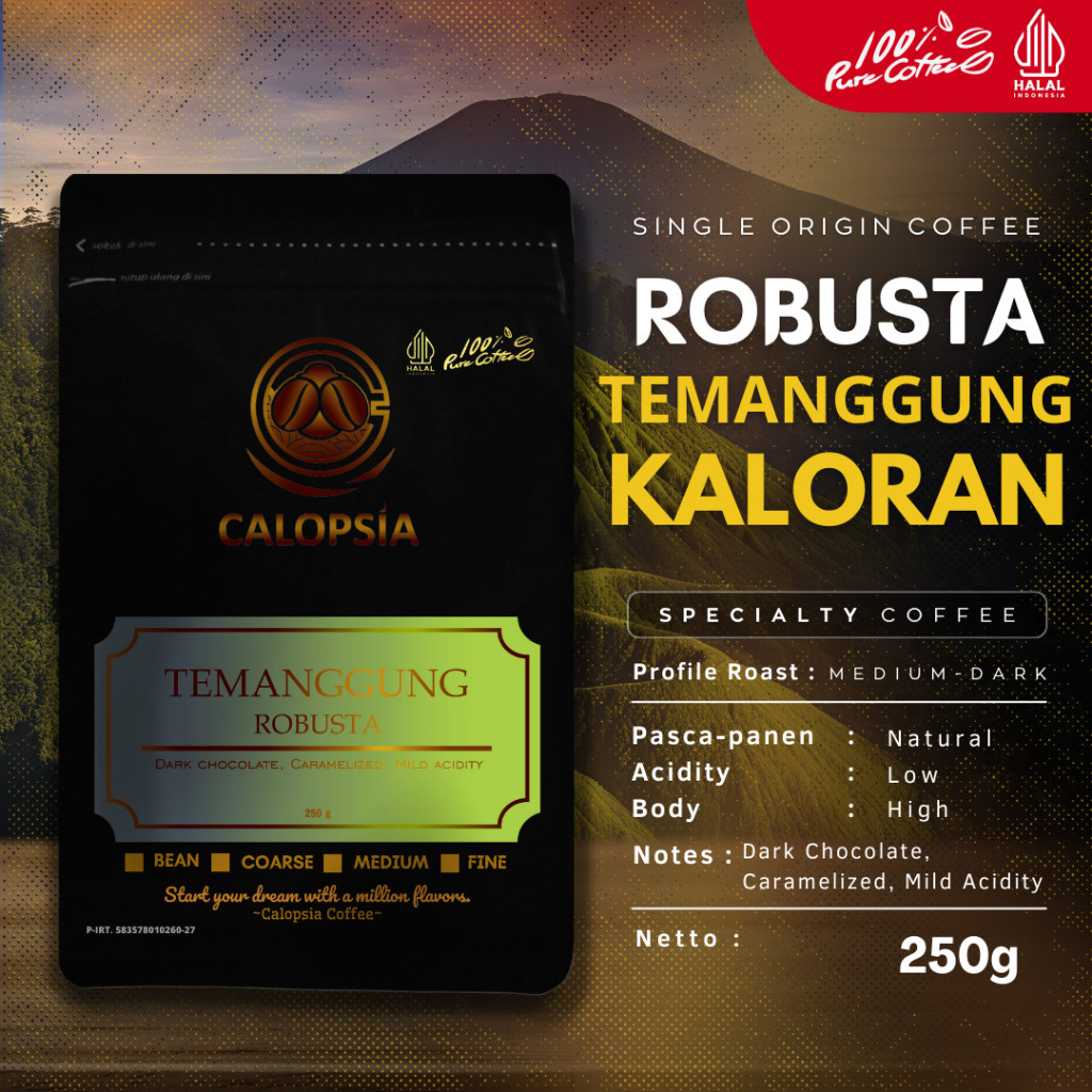 Jual CALOPSIA Kopi Java Temanggung Robusta Single Origin 250 Gram ...