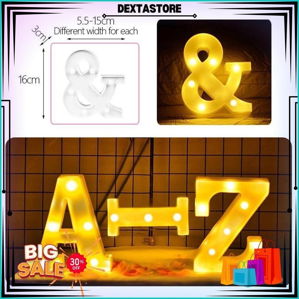 Jual Lampu Led Huruf Alfabet 3D Diy Lampu Huruf Hiasan Dinding Untuk ...