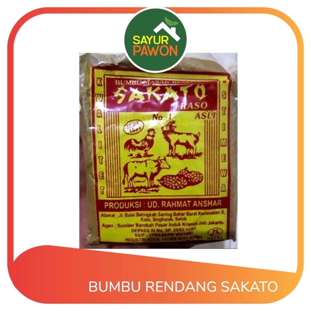 Jual BUMBU RENDANG SERBUK SAKATO Asli MINANG 50 gram - Sayur Pawon ...