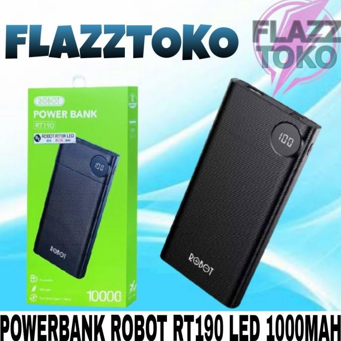 Jual POWER BANK Robot RT190 10000mAh LED Dual Input USB-C & Micro USB ...
