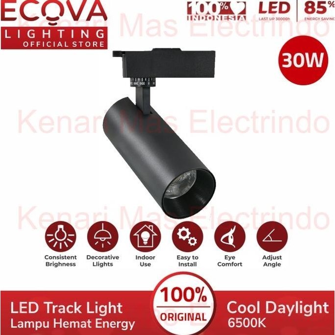 Jual ECOVA Lampu LED Track Light Black 30W Sorot Spotlight 30 Watt ...