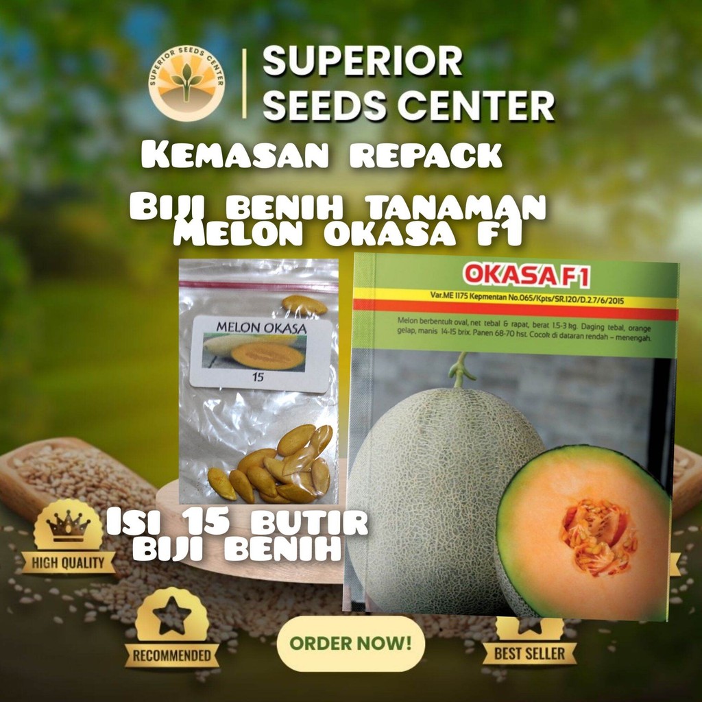 Jual 15 butir biji benih tanaman buah melon okasa f1 (kemasan repack ...