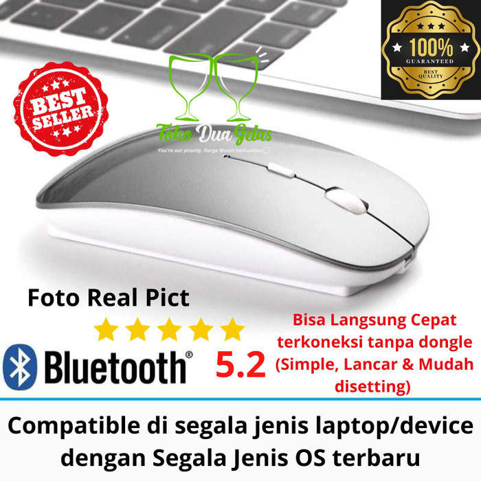 Jual Mouse Wireless Bluetooth Silent Tanpa Dongle Rechargeable Multi ...