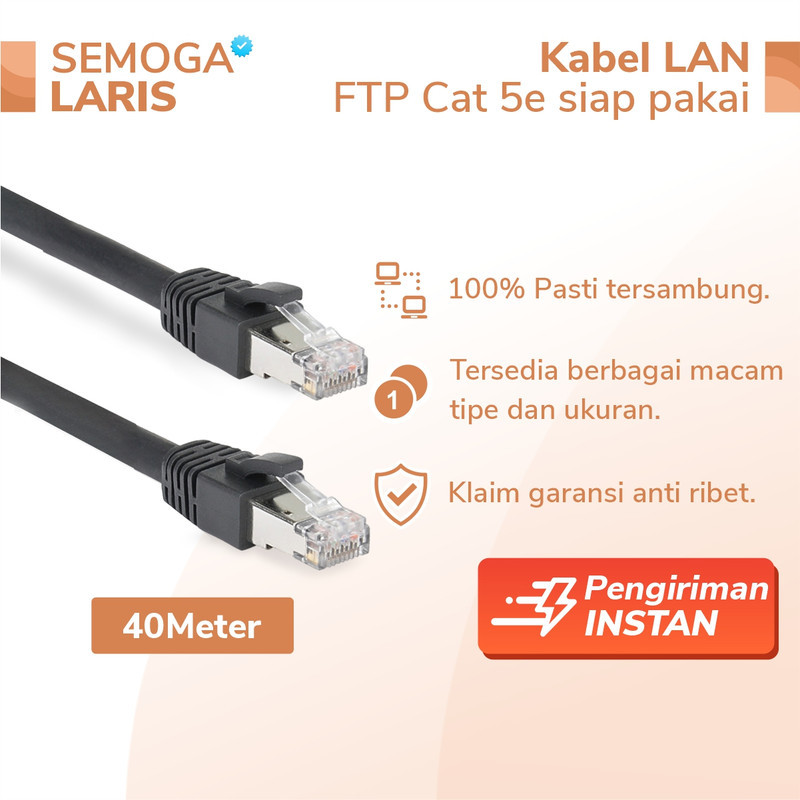 Jual 40 Meter - Kabel Router Wifi FTP cat5e Plus Konektor RJ45 - ANTI ...