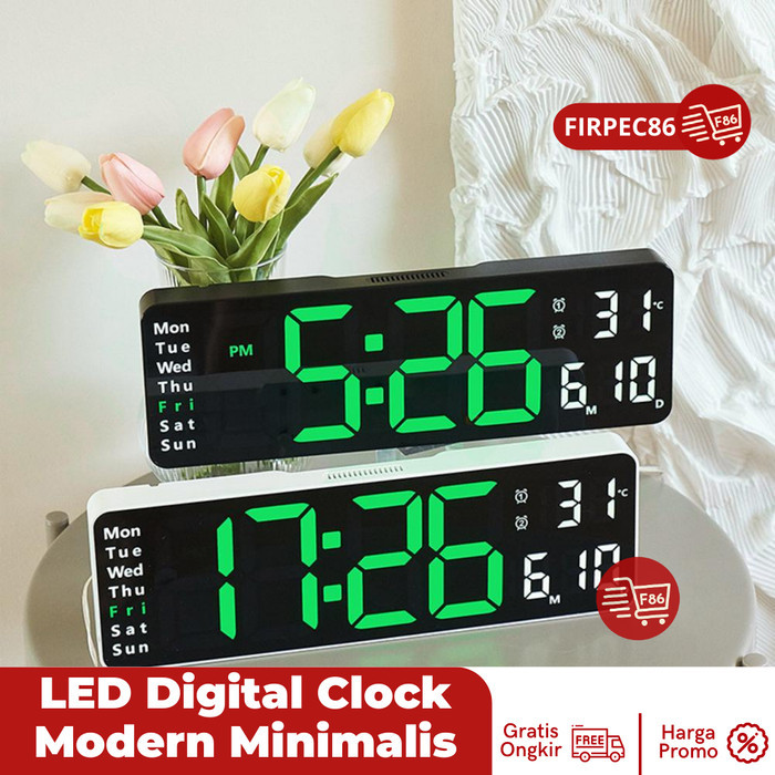 Jual Jam Dinding Digital Led Besar Kalender Alarm Clock Weker Timer ...