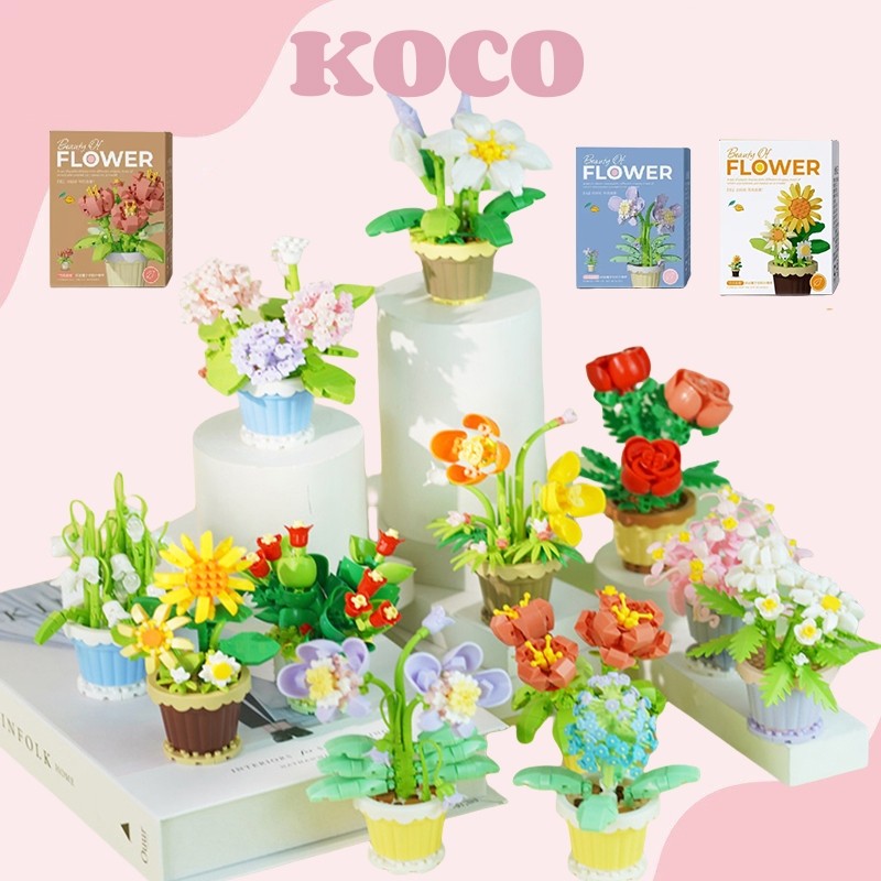 Jual KOCO Blok Bangunan Pot Bunga Block Flower Mainan Buket Bunga ...