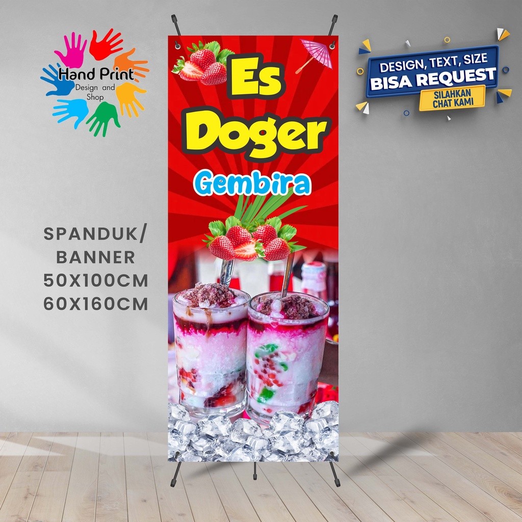 Jual Spanduk Banner Es Doger Merah Gratis Memesan Desain | Shopee Indonesia