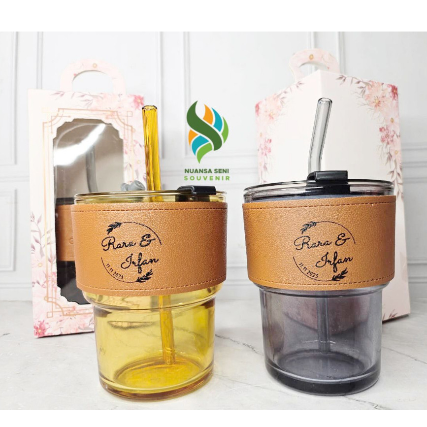 Jual murah souvenir party gelas minum kaca sedotan botol infused water ...