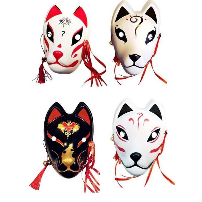 Jual Topeng Kitsune Fox Rubah Mask Topeng Cosplay Anime Jepang Red ...