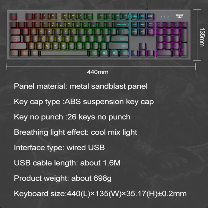 Jual Keyboard Gaming Membrane Aula S-2056 Round- New Led R -Macro ...