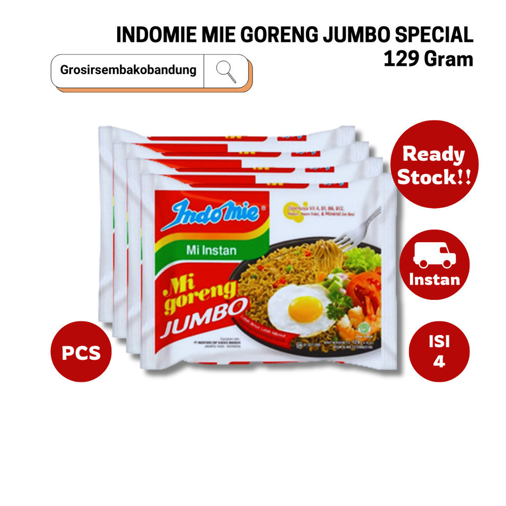 Jual INDOMIE MIE GORENG JUMBO SPECIAL PCK 129g - 4 Pcs - Kota Bandung ...