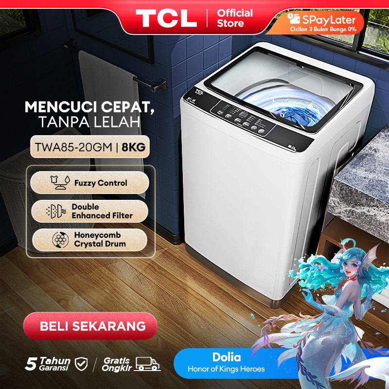 Jual TCL MESIN CUCI 1 TABUNG - TOP LOADING 8 KG - Honeycomb Crystal ...