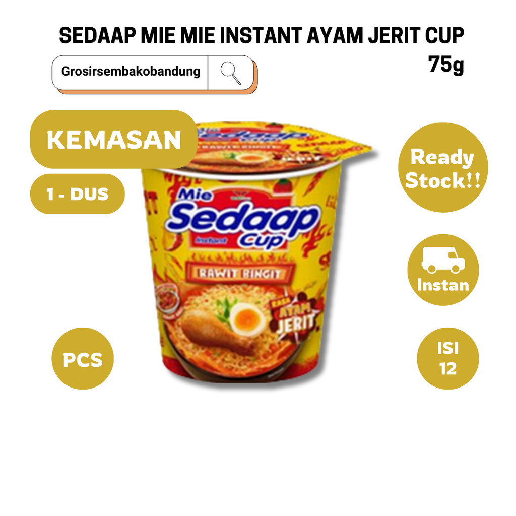 Jual SEDAAP MIE MIE INSTANT AYAM JERIT CUP 75g - 1 Dus - Kota Bandung ...