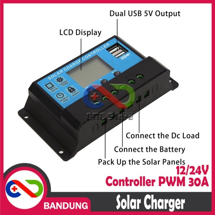 Jual Solar Charge Controller 30A Cell Pwm Pengisi Daya Surya Kw1210 Tkd | Shopee Indonesia