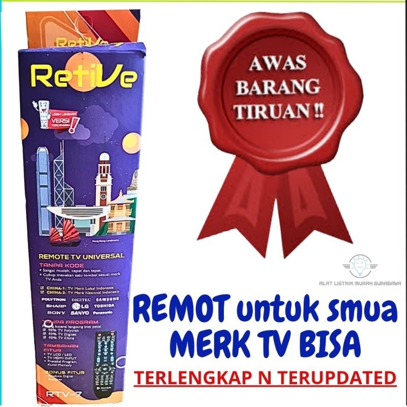 Jual Remot Tv Multifungsi Universal Retive RTV-7 Serbaguna untuk TV ...