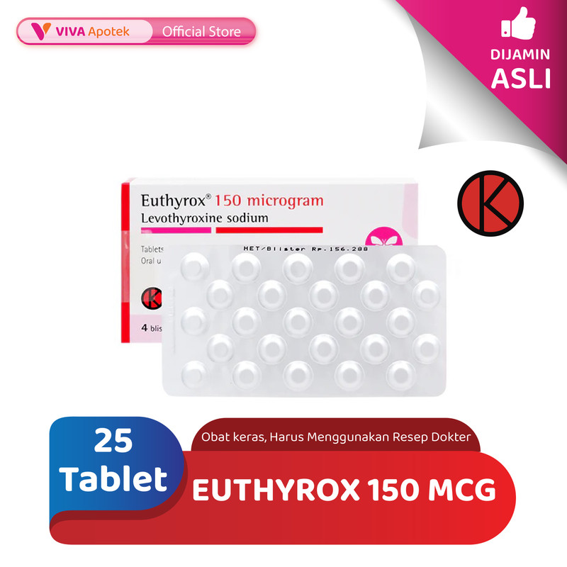 Jual Euthyrox 150 mcg / Levothyroxine / Hipotiroid (25 Tablet) | Shopee ...