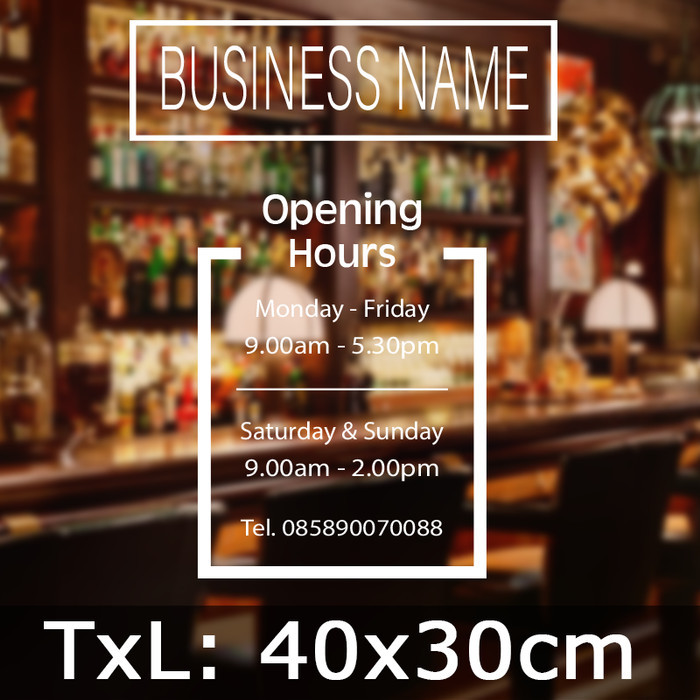 Jual Stiker Open Hours Pintu Kaca Cafe Kantor Resto Sticker Jam Buka ...